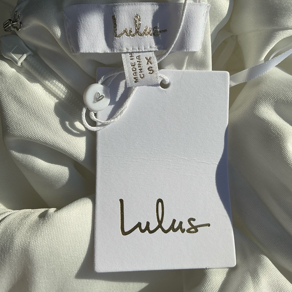Lulus | Dresses | Nwt Lulus Luxe Loveliness White Satin Backless ...